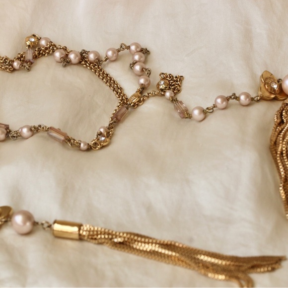 henri bendel | Jewelry | Henri Bendel Pearl Gold Lariat Fringe Necklace ...